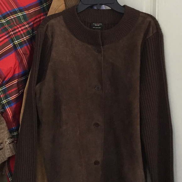 Talbots | Jackets & Coats | Chocolate Suede And Knit Jacket M | Poshmark